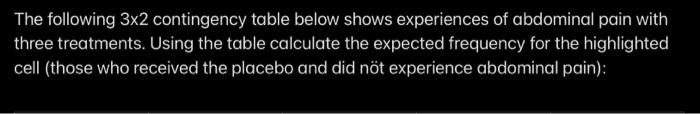Solved The following 3x2 contingency table below shows | Chegg.com
