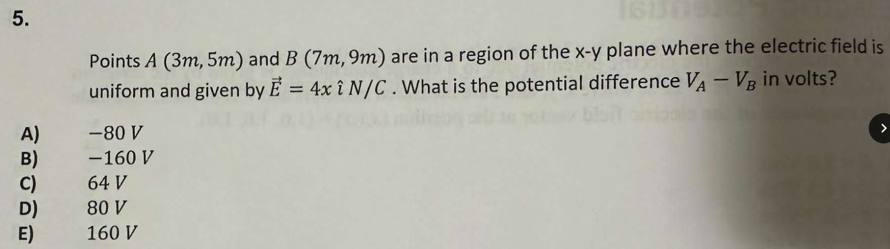 Solved Points A(3m,5m) ﻿and B(7m,9m) ﻿are in a region of the | Chegg.com