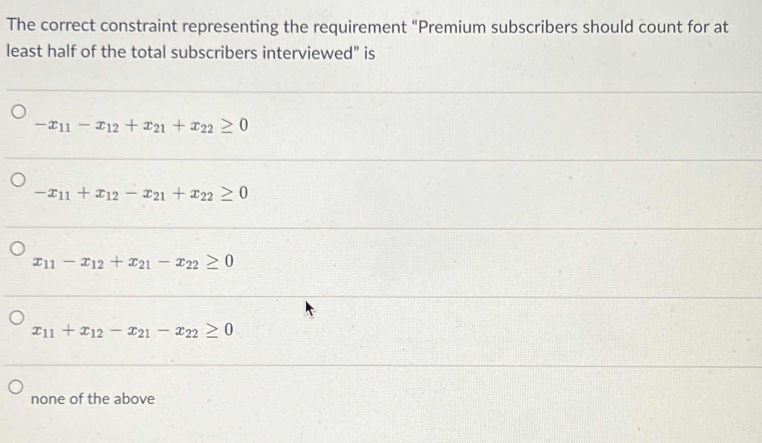 Solved The correct constraint representing the requirement | Chegg.com