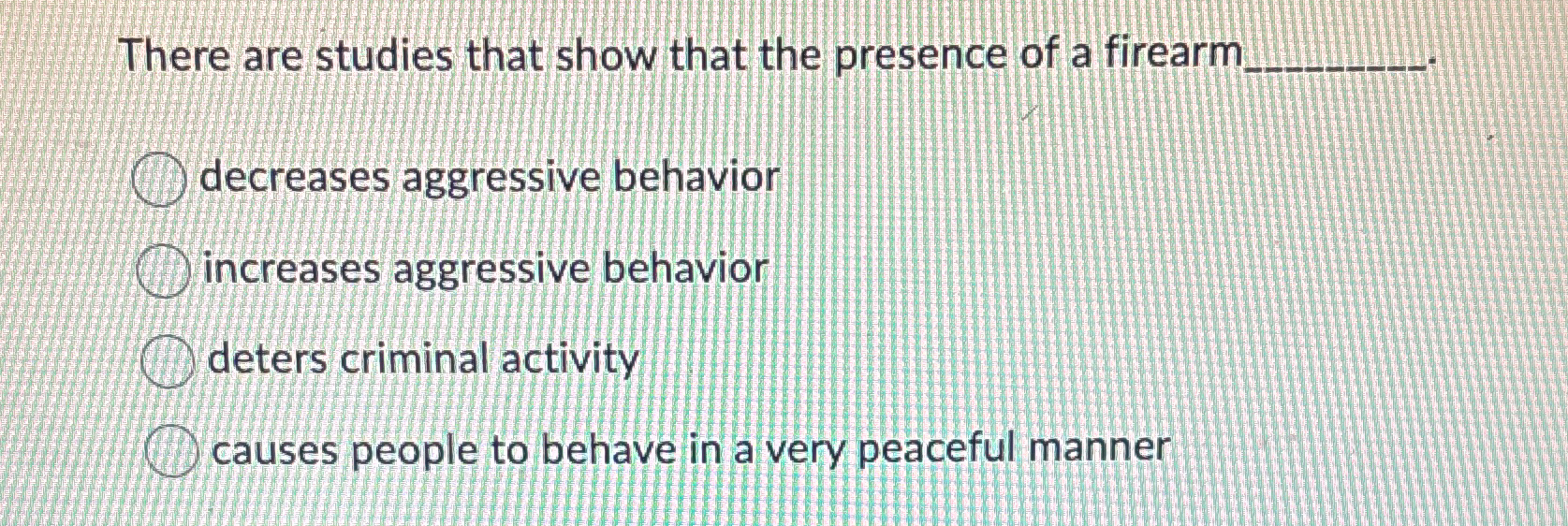 Solved There are studies that show that the presence of a | Chegg.com