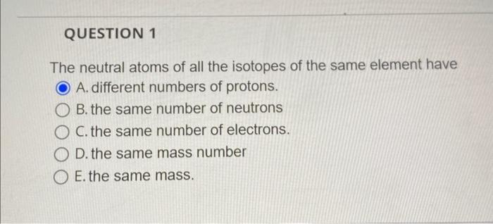Solved The neutral atoms of all the isotopes of the same | Chegg.com