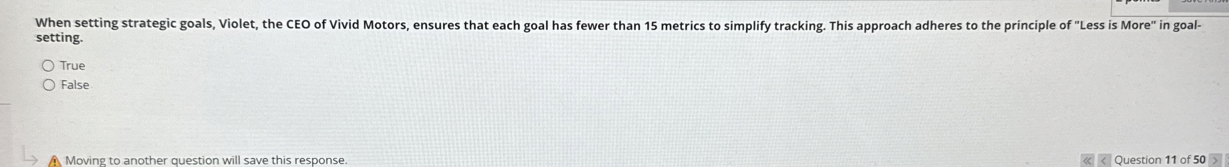 Solved When setting strategic goals, Violet, the CEO of | Chegg.com