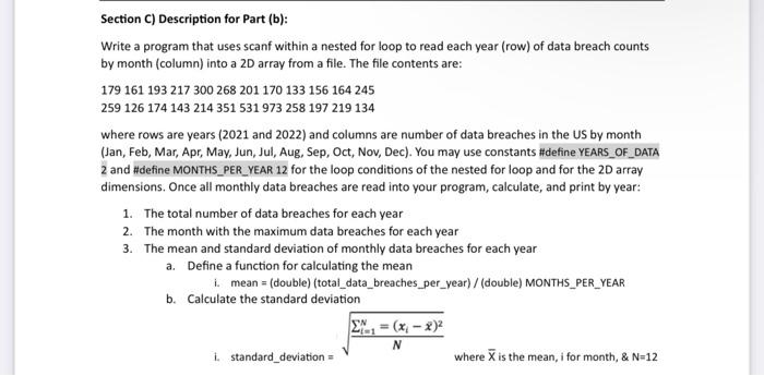 Solved Section C Description For Part B Write A Program