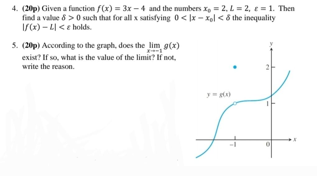 Solved 4. (20p) Given a function f(x)=3x−4 and the numbers | Chegg.com