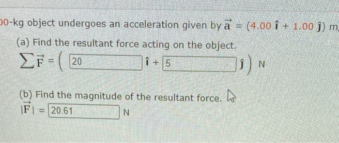 Solved 20-kg object undergoes an acceleration given by a = | Chegg.com
