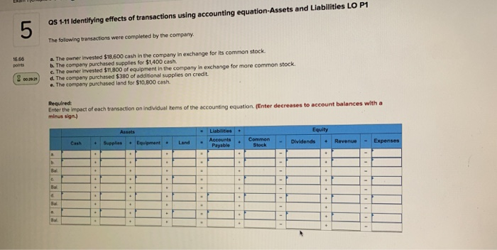 Solved OS 1-11 Identifying effects of transactions using | Chegg.com
