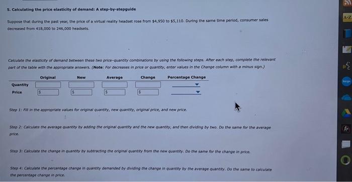 Solved 5. Calculating the price elasticity of demand: A | Chegg.com