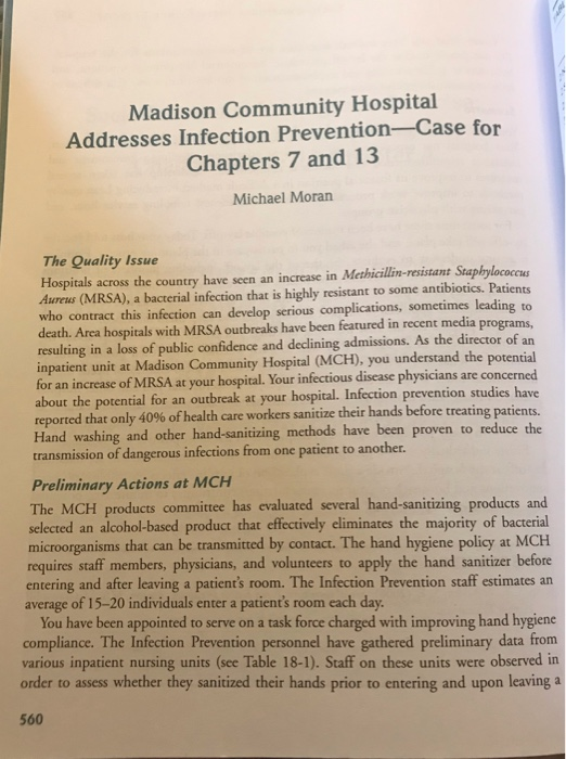 Solved Madison Community Hospital Addresses Infection | Chegg.com