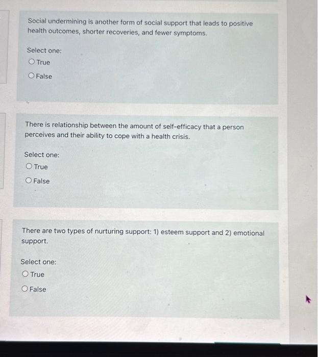 Social undermining is another form of social support | Chegg.com