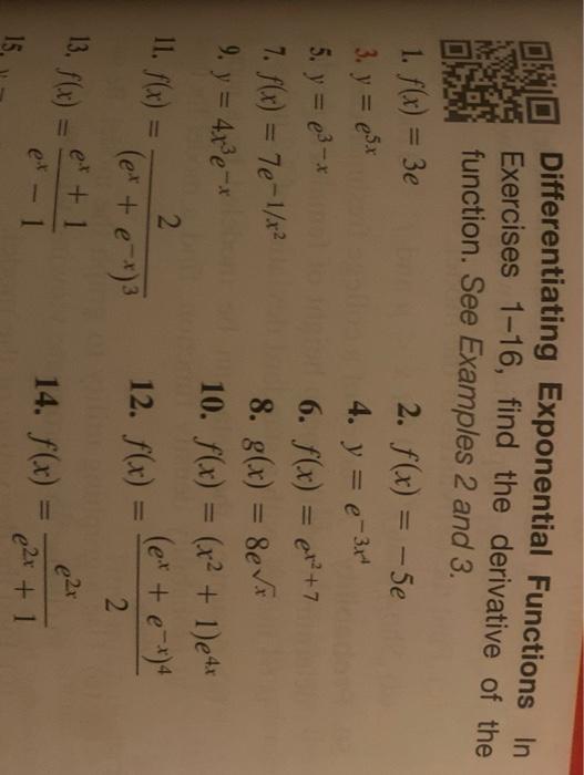 Solved 0 Differentiating Exponential Functions in Exercises | Chegg.com