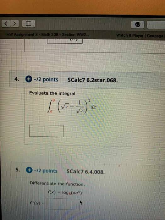Solved HW Assignment 3- Math 208 - Section WW2... Watch It | Chegg.com