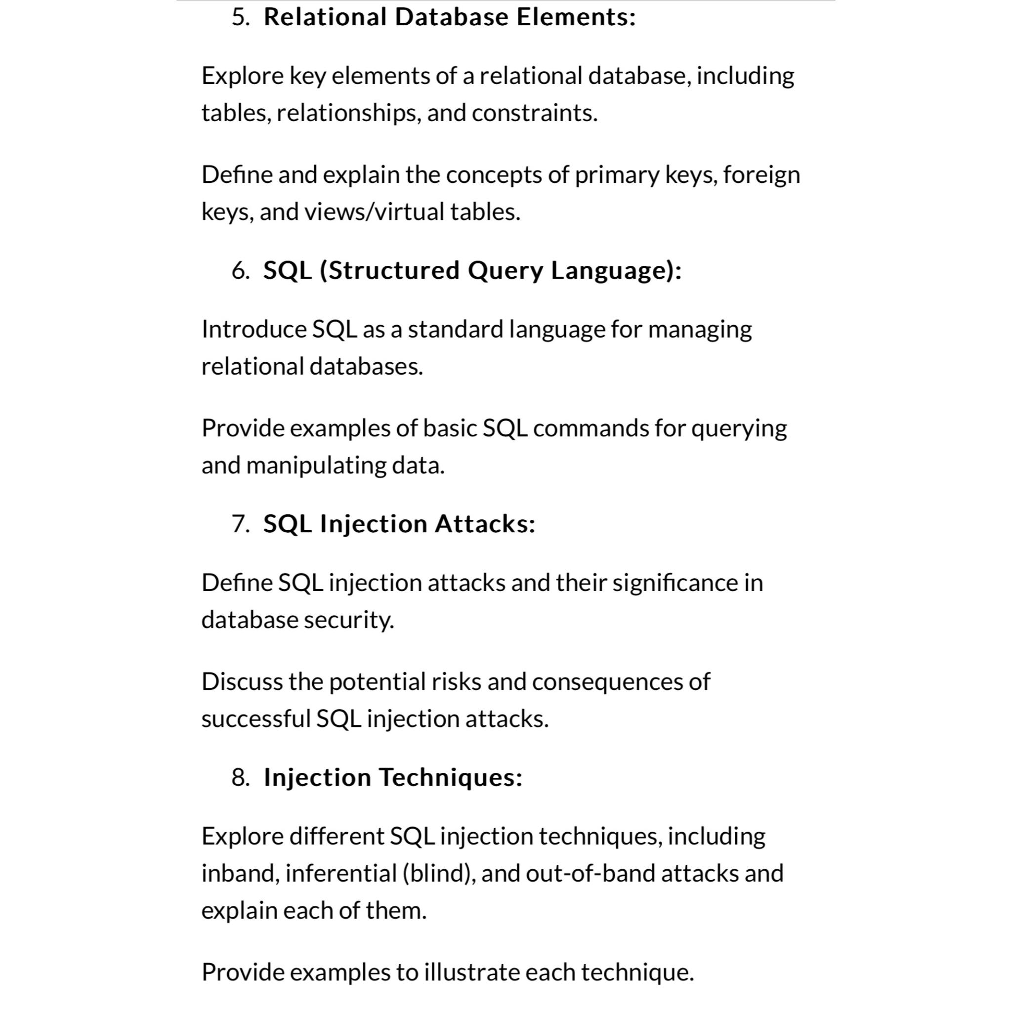 Solved Relational Database Elements:Explore key elements of | Chegg.com