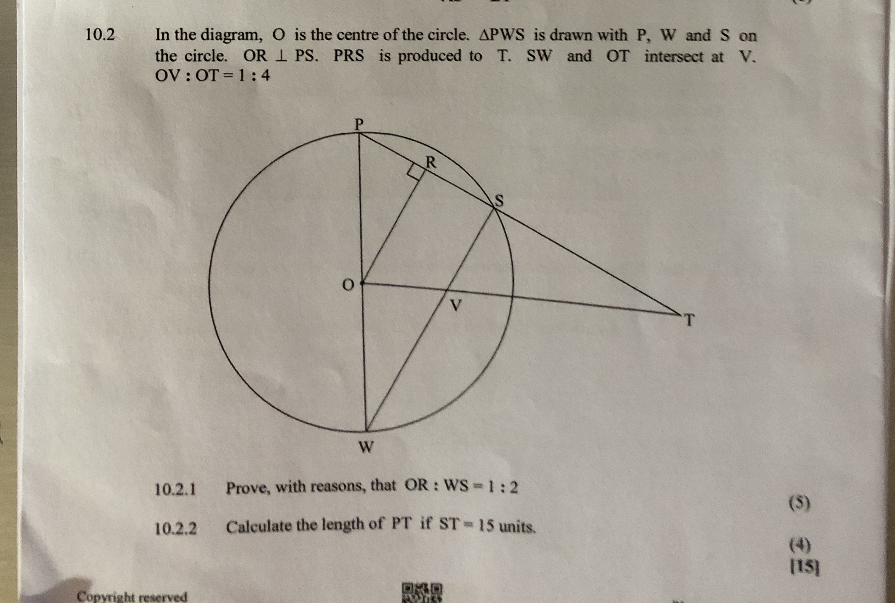 Solved 10.2 ﻿In the diagram, O is the centre of the circle. | Chegg.com