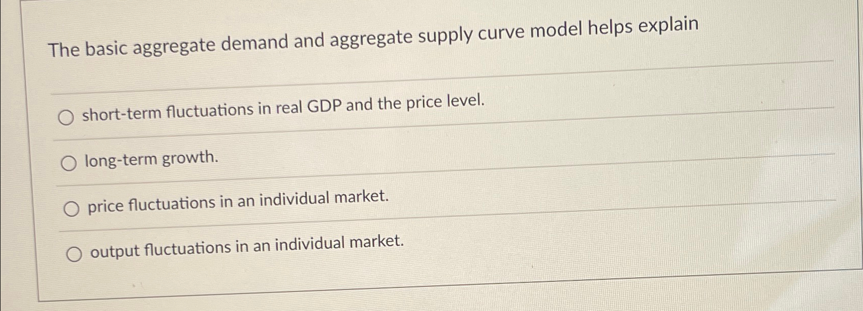 Solved The basic aggregate demand and aggregate supply curve | Chegg.com