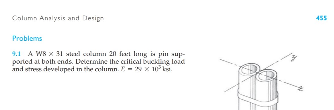 Solved Column Analysis and DesignProblems9.1 ﻿A W8 ×31 | Chegg.com