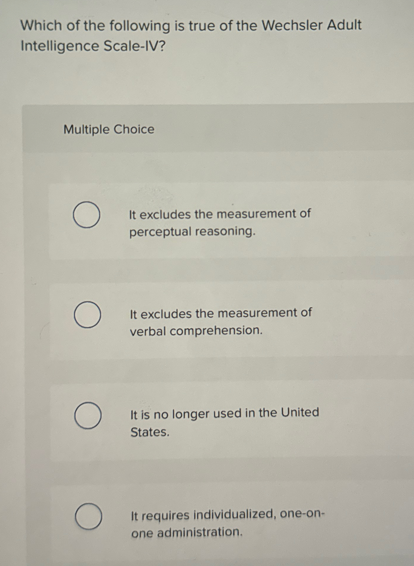 Solved Which of the following is true of the Wechsler Adult | Chegg.com