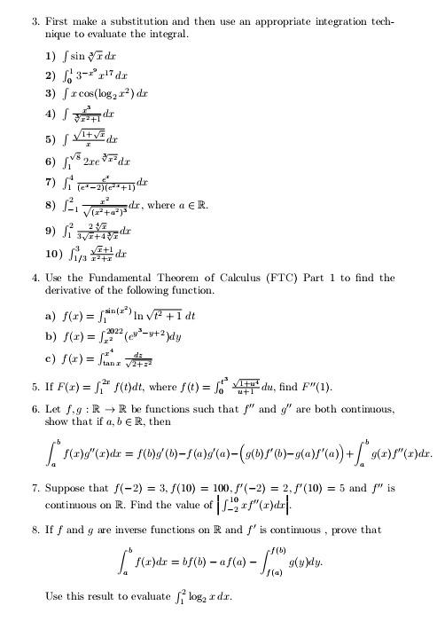 Solved 3. First make a substitution and then use an | Chegg.com