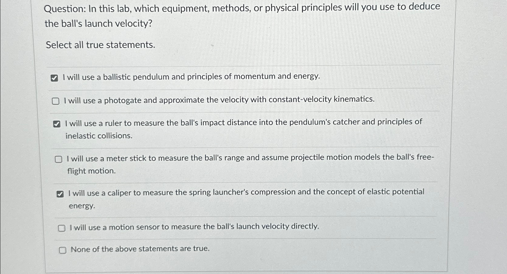 Solved Question: In this lab, which equipment, methods, or | Chegg.com