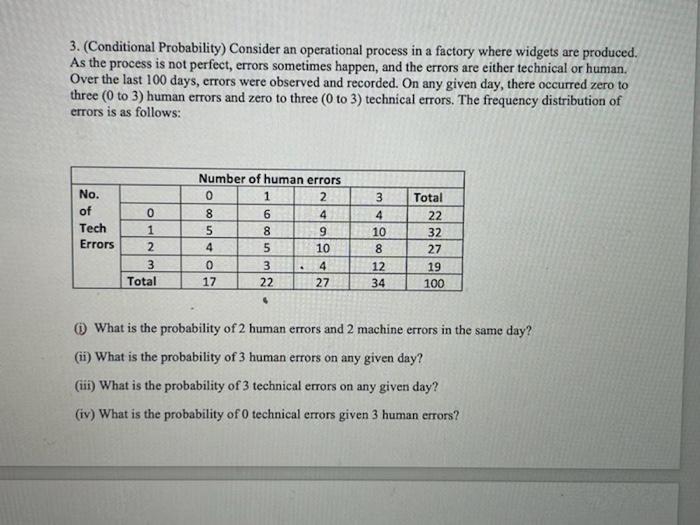 Solved 3. (Conditional Probability) Consider an operational | Chegg.com