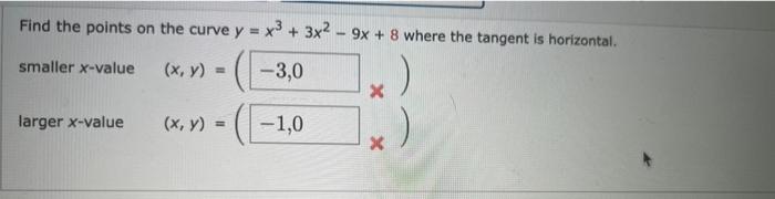 Solved Find The Points On The Curve Y X3 3x2 9x 8