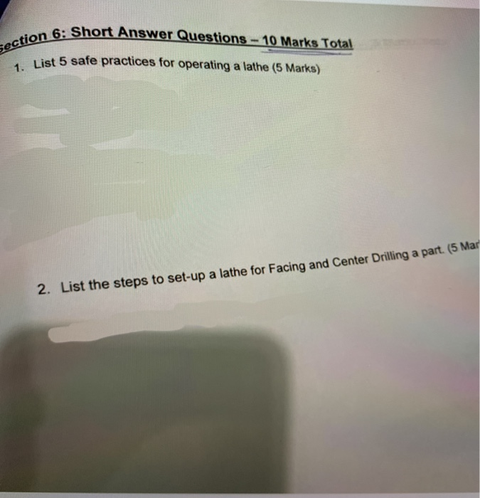 Solved Section 6: Short Answer Questions - 10 Marks Total 1. | Chegg.com