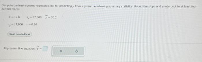 Solved Compute the least-squares regression line for | Chegg.com