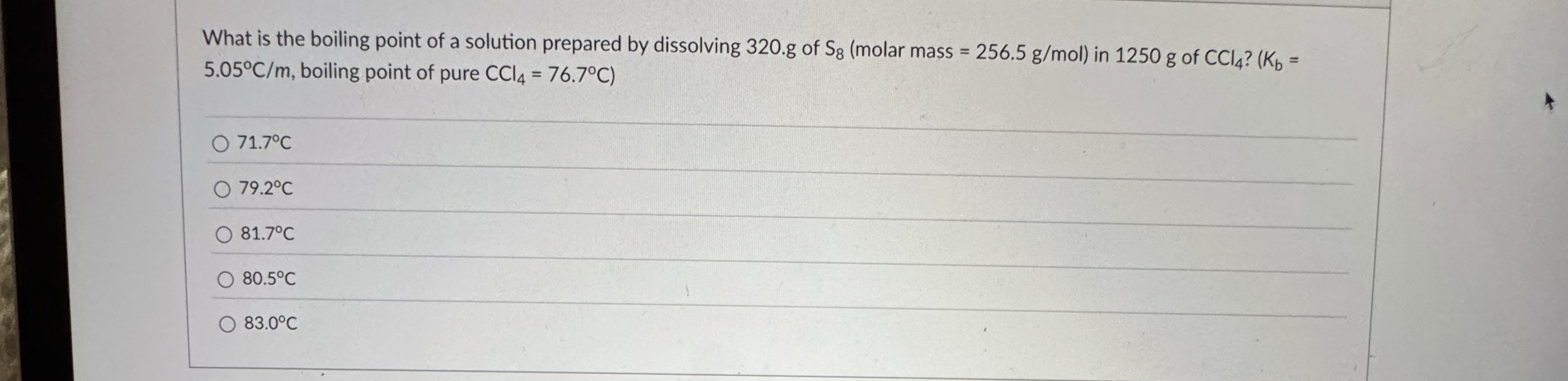 Solved What is the boiling point of a solution prepared by | Chegg.com