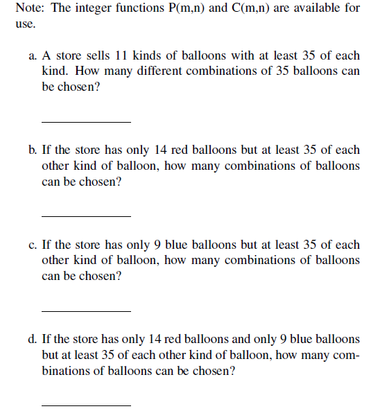 Solved Note: The integer functions P(m,n) ﻿and C(m,n) ﻿are | Chegg.com