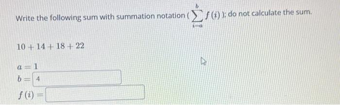 Solved Write the following sum with summation notation | Chegg.com