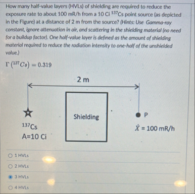 Solved How many half-value layers (HVLs) ﻿of shielding are | Chegg.com