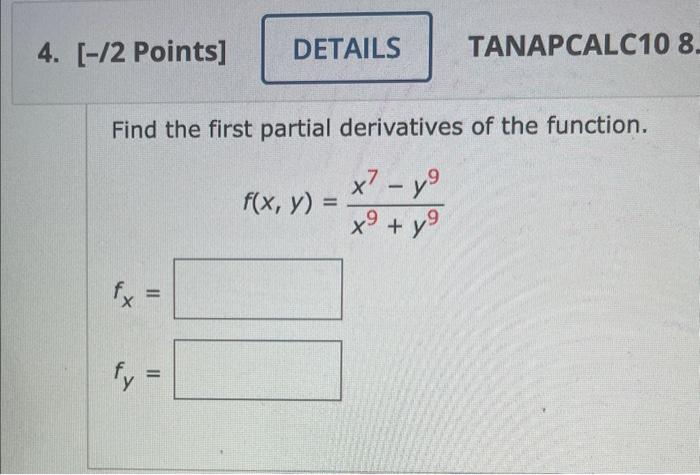 Solved Find the first partial derivatives of the function. | Chegg.com
