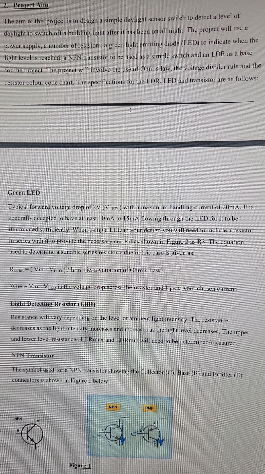 Solved 2. Project Aim The aim of this project is to design a | Chegg.com