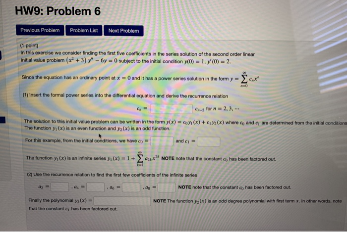 Solved Previous Probler Problem List Next Problem (1 point | Chegg.com