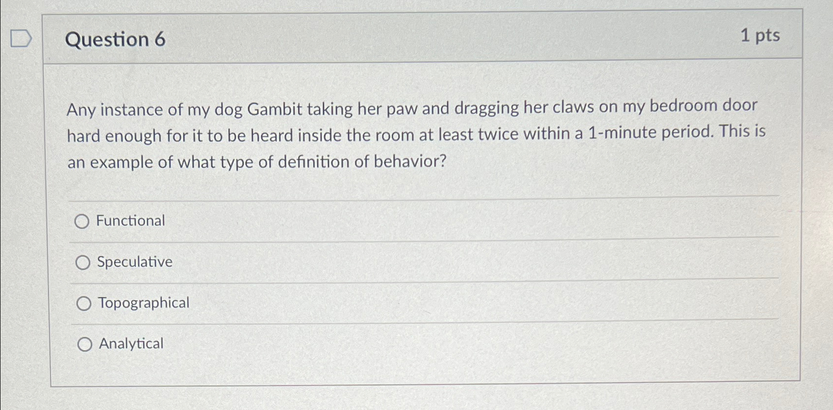 Solved Question 61 ﻿ptsAny instance of my dog Gambit taking | Chegg.com