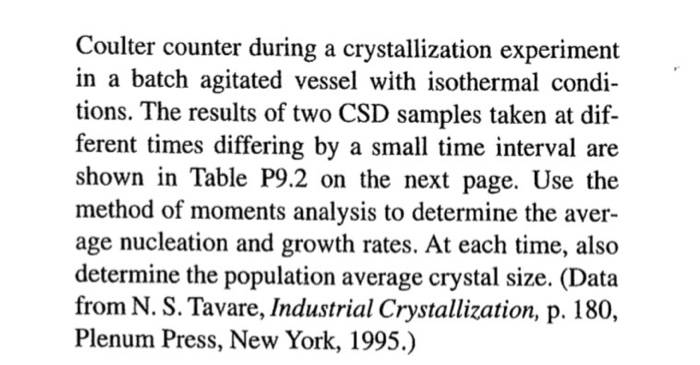 Nucleation and Growth Rates from Crystal Size | Chegg.com