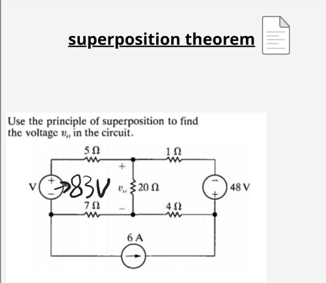 Solved superposition theorem Use the principle of | Chegg.com