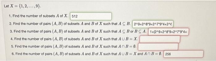 Solved Let X={1,2,…,9}. 1. Find the number of subsets A of | Chegg.com