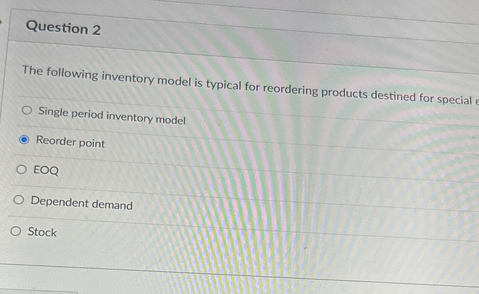 Solved Question 2The following inventory model is typical | Chegg.com