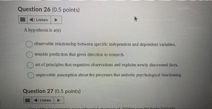 Solved A hypothesis is a(n) observable relationship between | Chegg.com