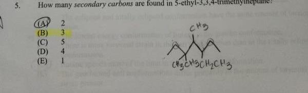 Solved 5. How many secondary carbons are found in | Chegg.com