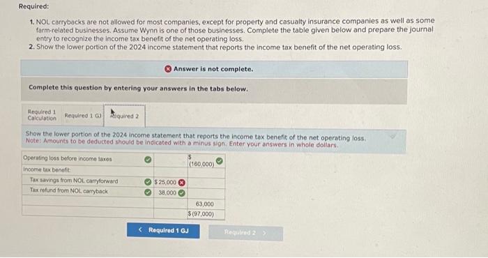 Solved Exercise 16−26 (Static) Net operating loss carryback | Chegg.com