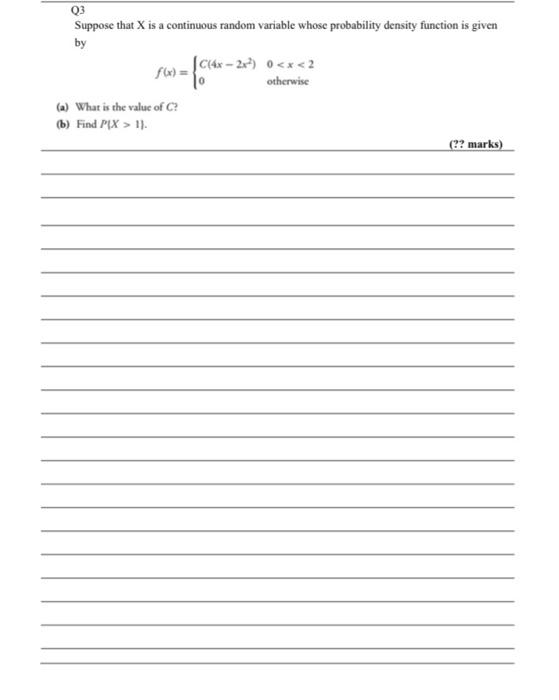 Solved Q3 Suppose that X is a continuous random variable | Chegg.com