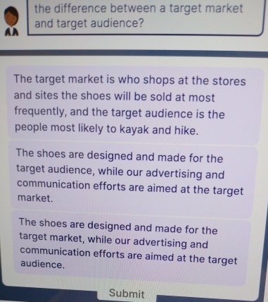 Solved the difference between a target market and target | Chegg.com