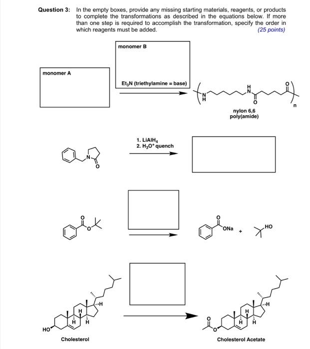 Solved Question 3: In the empty boxes, provide any missing | Chegg.com