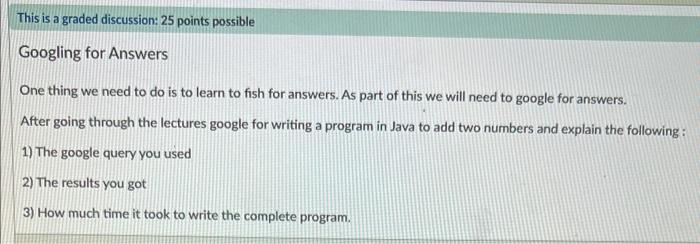 Solved Googling for Answers One thing we need to do is to | Chegg.com