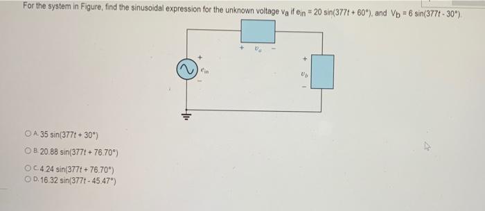 Solved For the system in Figure, find the sinusoidal | Chegg.com