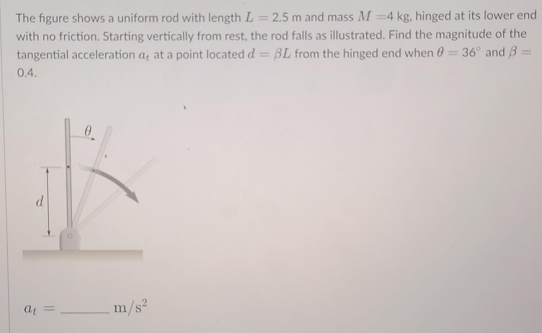 Solved The figure shows a uniform rod with length L=2.5 m | Chegg.com