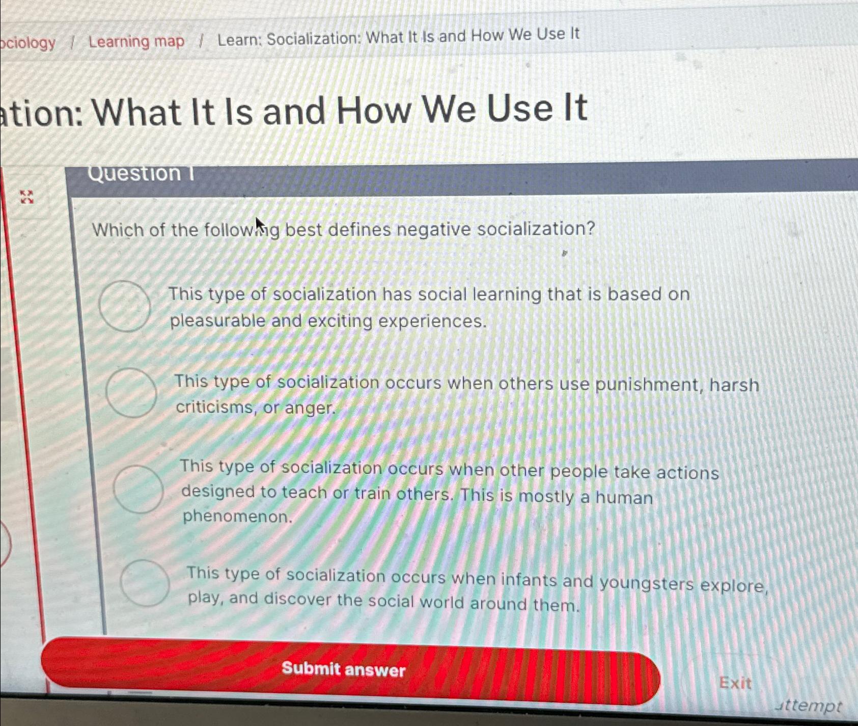 Solved ociology / ﻿Learning map / ﻿Learn: Socialization: | Chegg.com