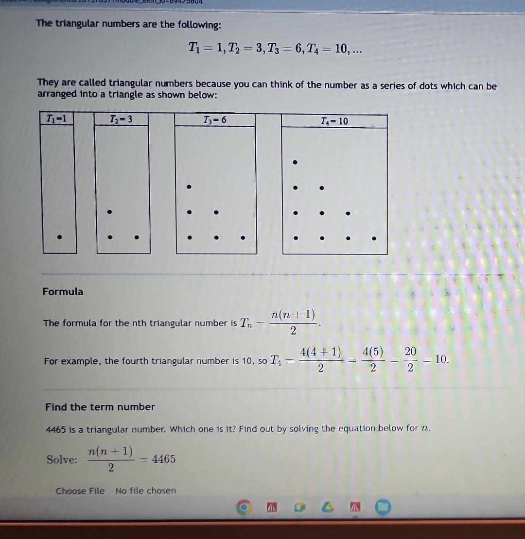 Solved The triangular numbers are the following: | Chegg.com