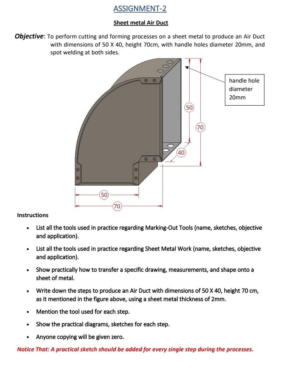Solved ASSIGNMENT-2 Sheet metal Air Duct Objective: To | Chegg.com